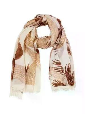 FRIENDLY HUNTING Graphic-print Frayed Scarf