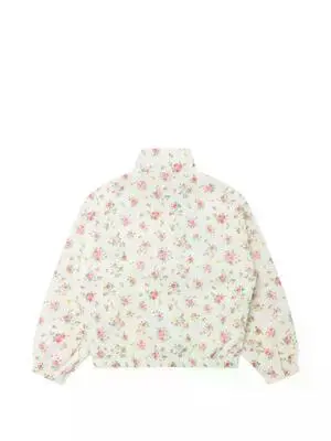 SHUSHU/TONG Floral-print Pleated Bomber Jacket