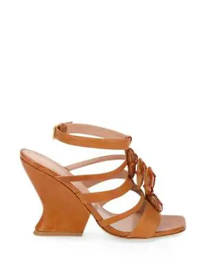 Alberta Ferretti Embellished Multi-strap Wedge Sandals - Brown
