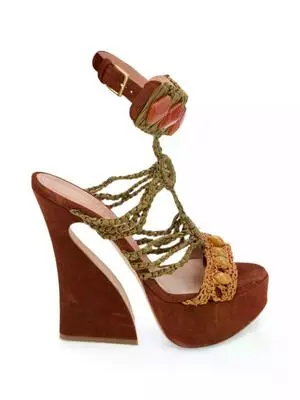 Alberta Ferretti Bead-embellishment Heeled Sandals - Brown