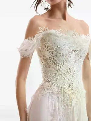 GEMY MAALOUF Embroidered Lace-trim Maxi Dress