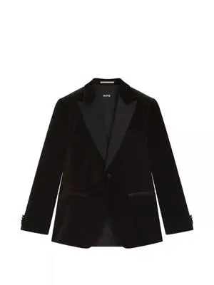 BOSS Slim-fit Tuxedo Jacket In Cotton Velvet - Black
