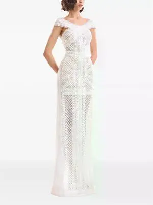 GEMY MAALOUF Geometric-lace Off-shoulder Dress