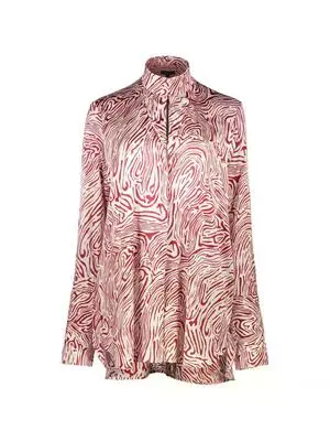 ELLERY Geometric-print Silk-blend Blouse - Neutrals