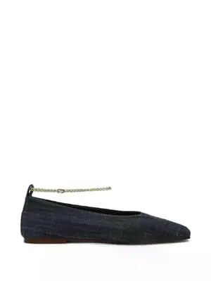 MARIA LUCA Chain-detail Square-toe Ballet Flats - Blue