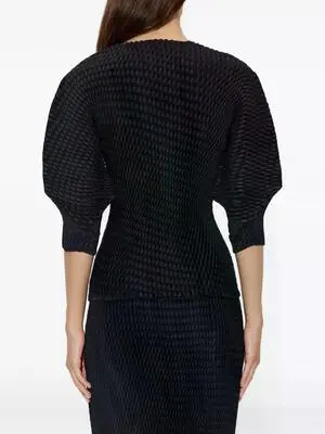 Issey Miyake Sleek Pleats Puff-sleeve Blouse