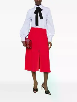 Valentino Garavani Bow-detail Pinstriped Shirt - Blue