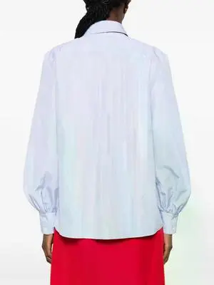 Valentino Garavani Bow-detail Pinstriped Shirt - Blue