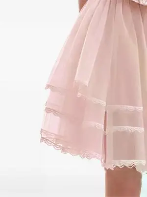 GEMY MAALOUF Lace-trimmed Tiered Short Skirt