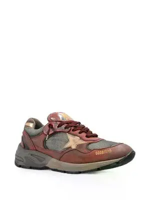 GOLDEN GOOSE Burgundy Leather Distressed Running Dad Sneakers