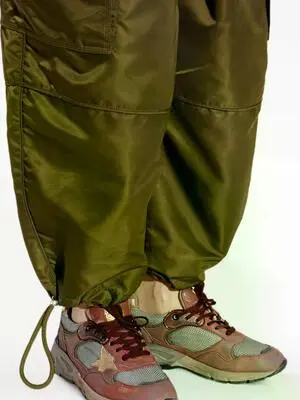 GOLDEN GOOSE Burgundy Leather Distressed Running Dad Sneakers