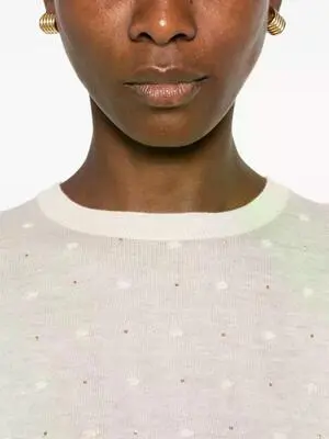 Max Mara Crystal-embellished Polka-dot Long-sleeve T-shirt