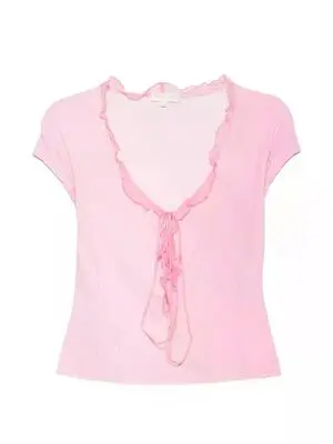 Roberto Cavalli 2000s Ruffled-collar T-shirt