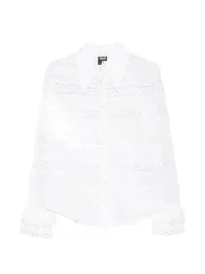 Dolce & Gabbana 2000s Lace-trim Long-sleeve Shirt - White
