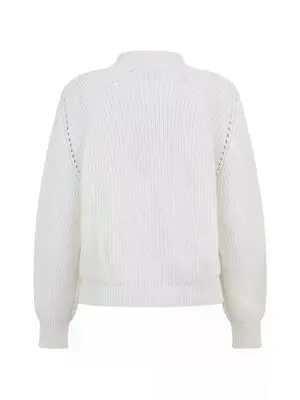 MOORER Pointelle-knit High-neck Sweater - White