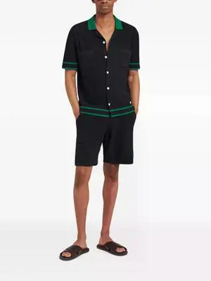 CHE Armando Contrast-trim Towelling Shirt - Black