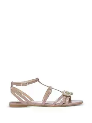 Liu Jo Crystal-embellished Patent Leather Sandals - Neutrals