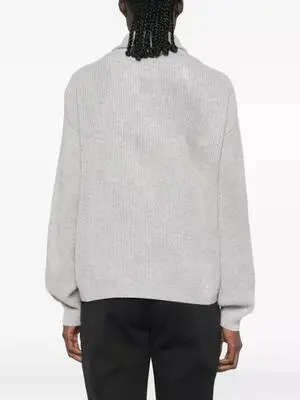 Malo Ribbed Knit Half-zip Sweater - Grey