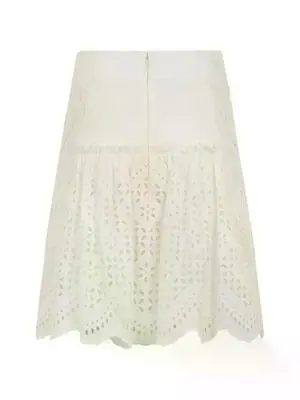 Alberta Ferretti Broderie-anglaise Wavy-hem Midi Skirt
