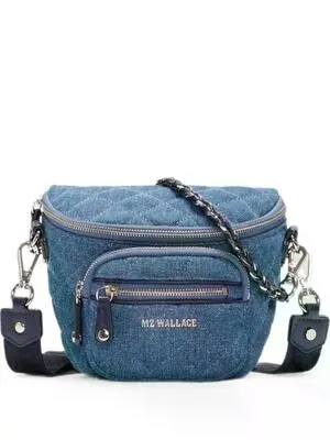 Mz Wallace Micro Crosby Quilted Denim Crossbody Bag - Blue