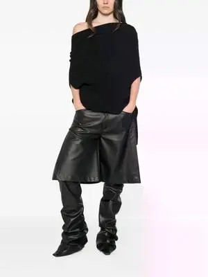 Rick Owens Off-shoulder Asymmetric Hem Sweater - Black