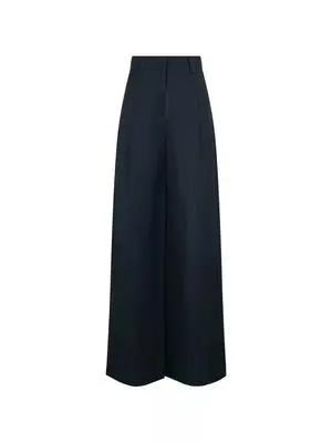 MOORER Pleated Wide-leg Trousers - Blue