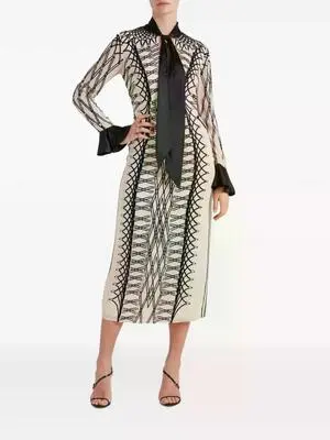 TEMPERLEY LONDON Cressida Pussy-bow Midi Dress - Neutrals