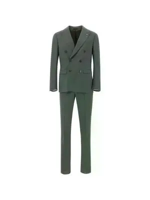 MANUEL RITZ Double-breasted Peak-lapel Suit - Green