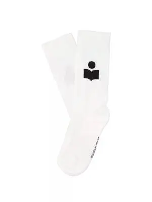 Isabel Marant Étoile Logo-embroidered Ribbed-trim Socks