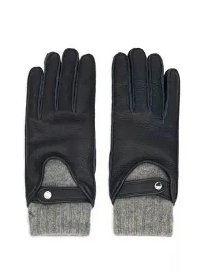 MOORER Ribbed-knit Panelled Gloves - Blue
