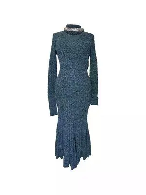 Alexander McQueen Jewelled Collar Knitted Midi Dress