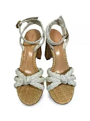 GIANVITO ROSSI Braided Raffia Detail Sandals