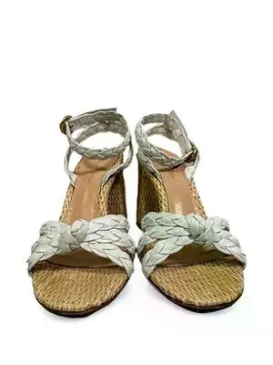 GIANVITO ROSSI Braided Raffia Detail Sandals
