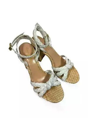 GIANVITO ROSSI Braided Raffia Detail Sandals