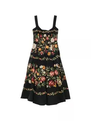 Agua Bendita Alcaparra Paramo Floral-print Midi Dress - Black