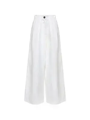 BATAKOVIC Pleated Wide-leg Linen Trousers