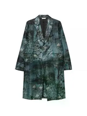 PIERRE-LOUIS MASCIA Floral Print Single-breasted Coat - Blue