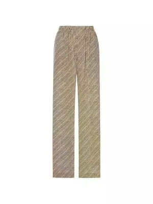 Balenciaga All-over Logo-print Silk Trousers - Neutrals