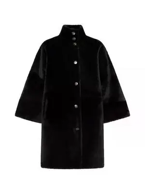 YVES SALOMON Oversized Shearling Coat - Black
