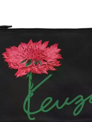 Kenzo Tulip Print Leather Clutch Bag - Black