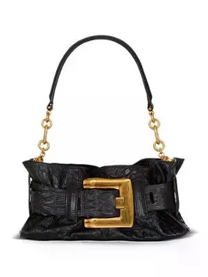 Balmain Anthem Mini Crocodile-effect Shoulder Bag