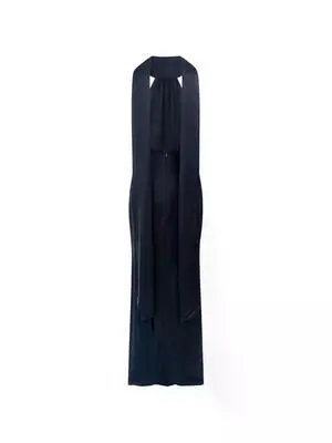 CAYET Lama Halterneck Draped-panel Maxi Dress