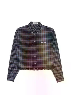 Miu Miu Check-print Logo-patch Shirt