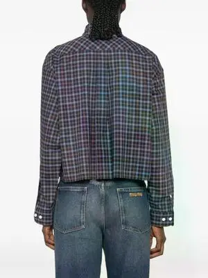 Miu Miu Check-print Cropped Button-down Shirt