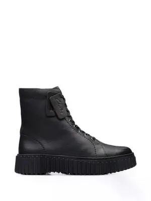 Clarks Torhill Rise Leather Boots - Black