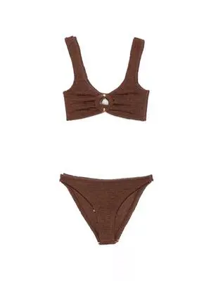Hunza G Julia Metallic Crinkle Bikini - Brown