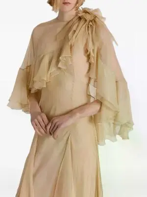 Alberta Ferretti Ruffled Silk Gown