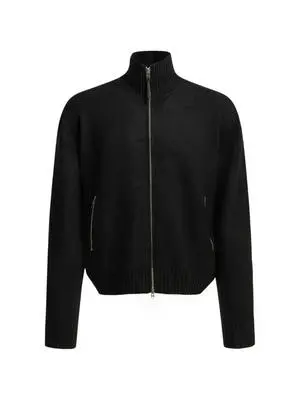 TOM FORD Leather-patch Zip-up Cardigan - Black