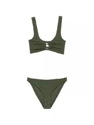 Hunza G Julia Metallic Crinkle Bikini - Green