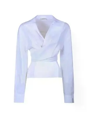 HINNOMINATE Wrap-style Linen Blouse - White